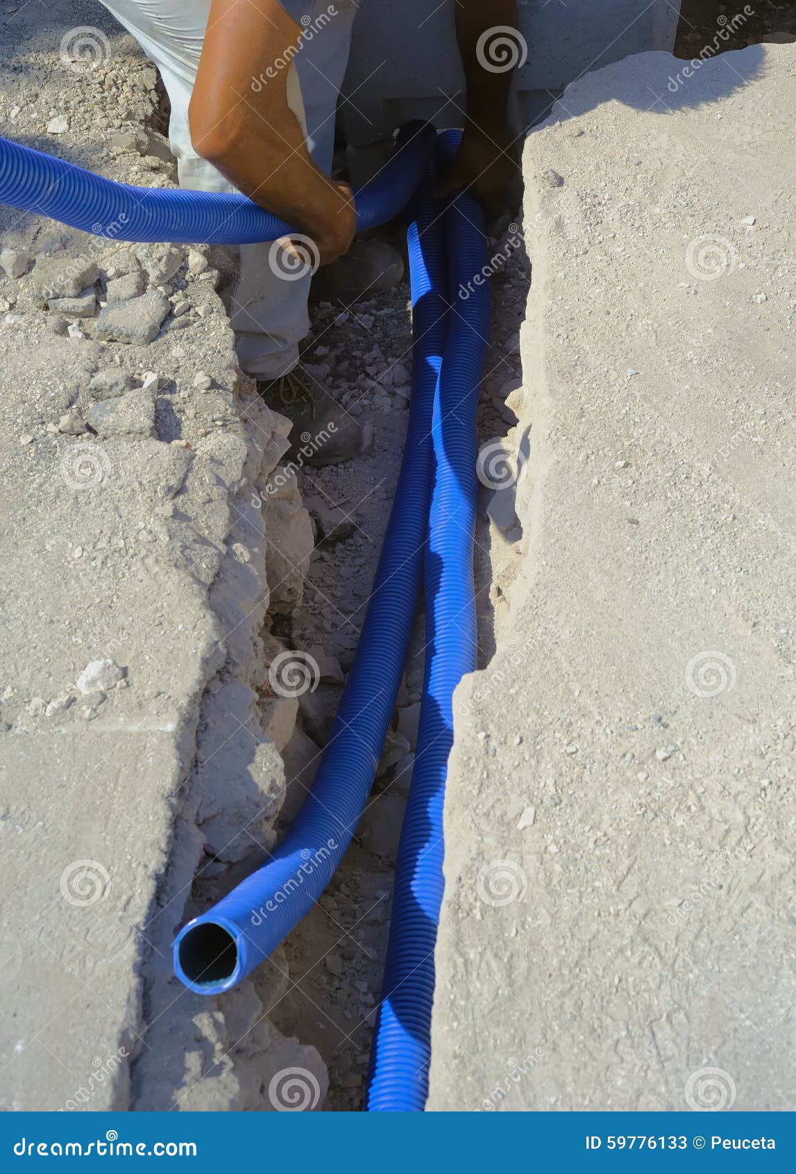 Fiber Optic Cables Buried in a Micro Trench Stock Image - Image of ...