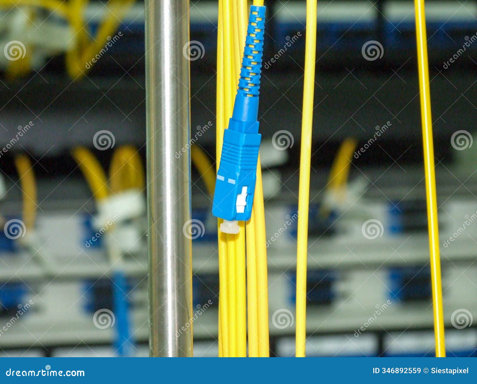 Fiber Optic Cables Connected in a Data Center Stock Image - Image of ...