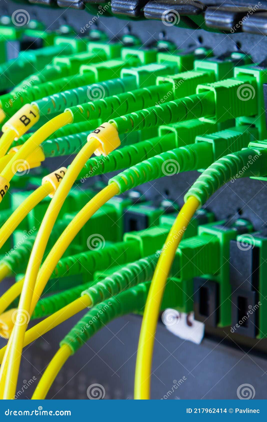 Fiber Optic Cables Connected into Main Data Switch Stock Photo - Image ...