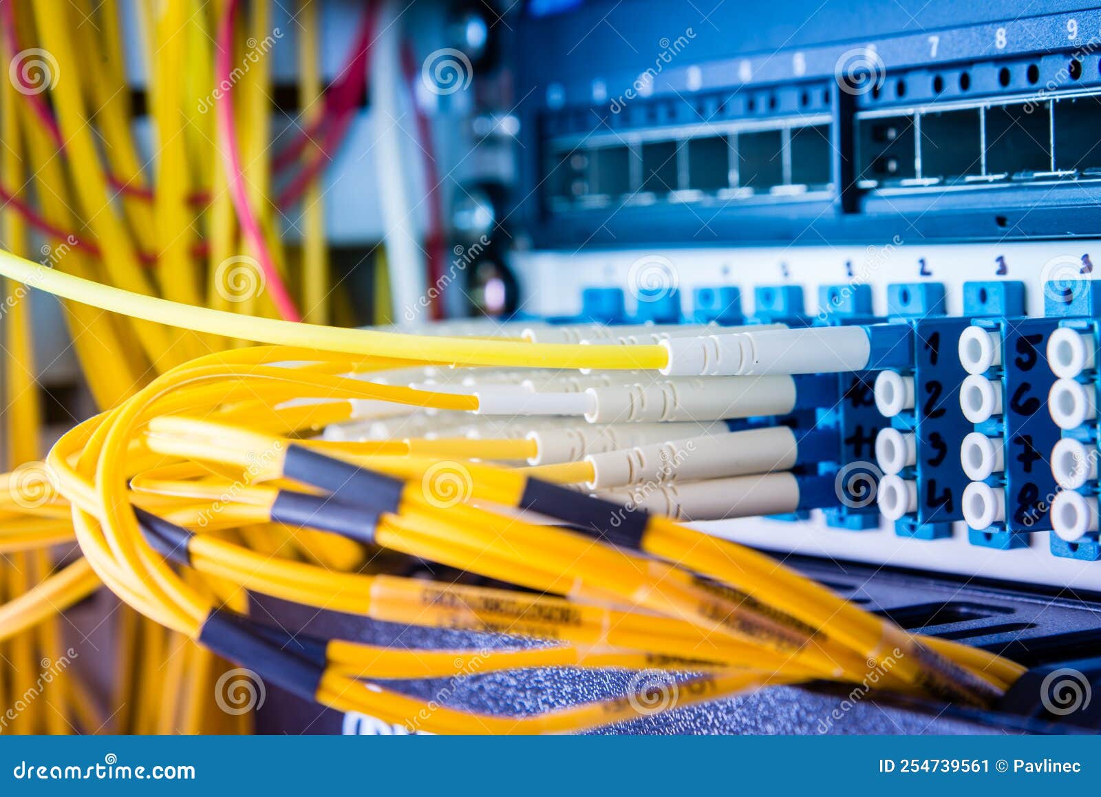 Fiber Optic Cables Connected into Main Data Switch Stock Image - Image ...