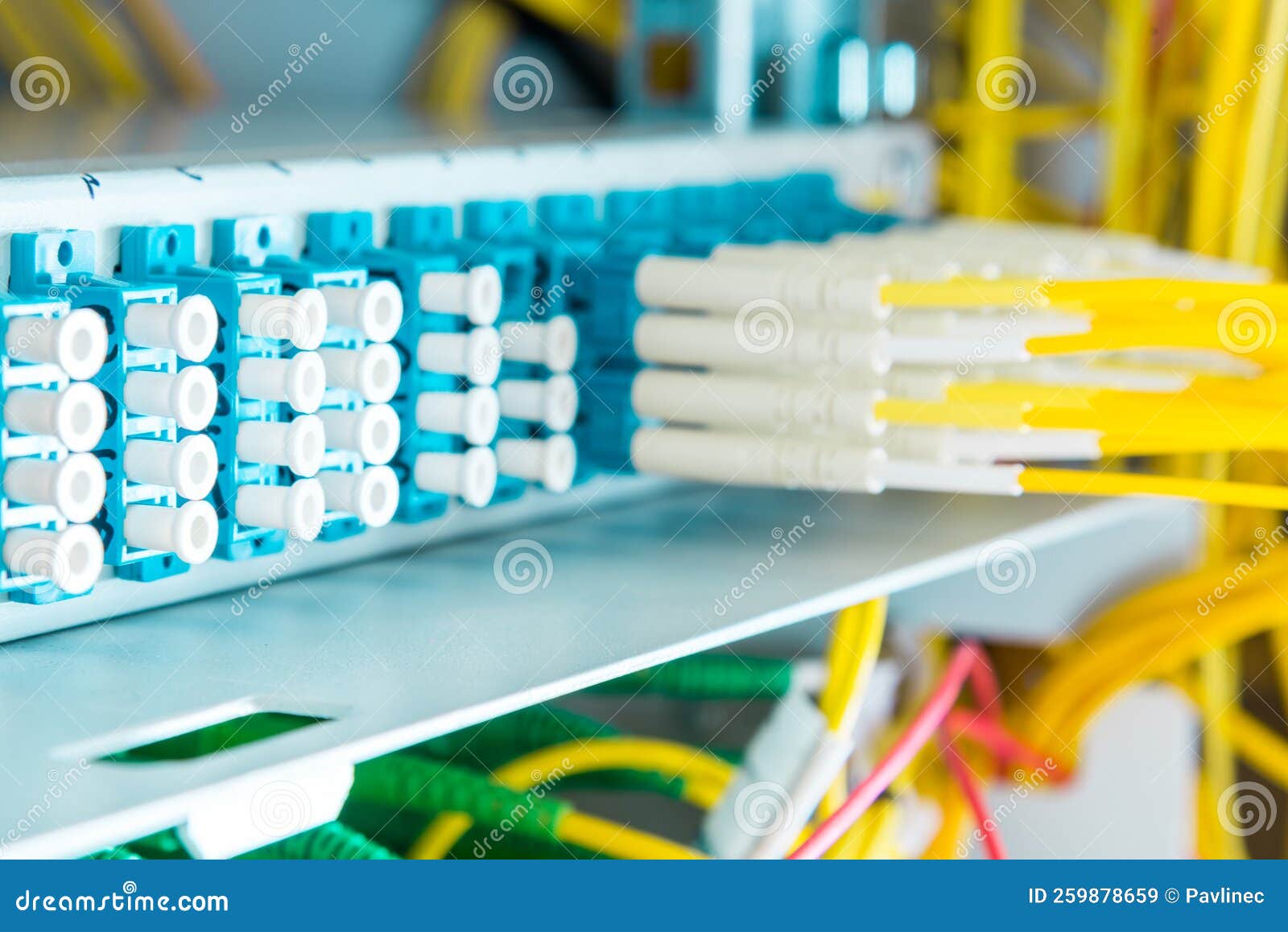 Fiber Optic Cables Connected into Main Data Switch Stock Image - Image ...