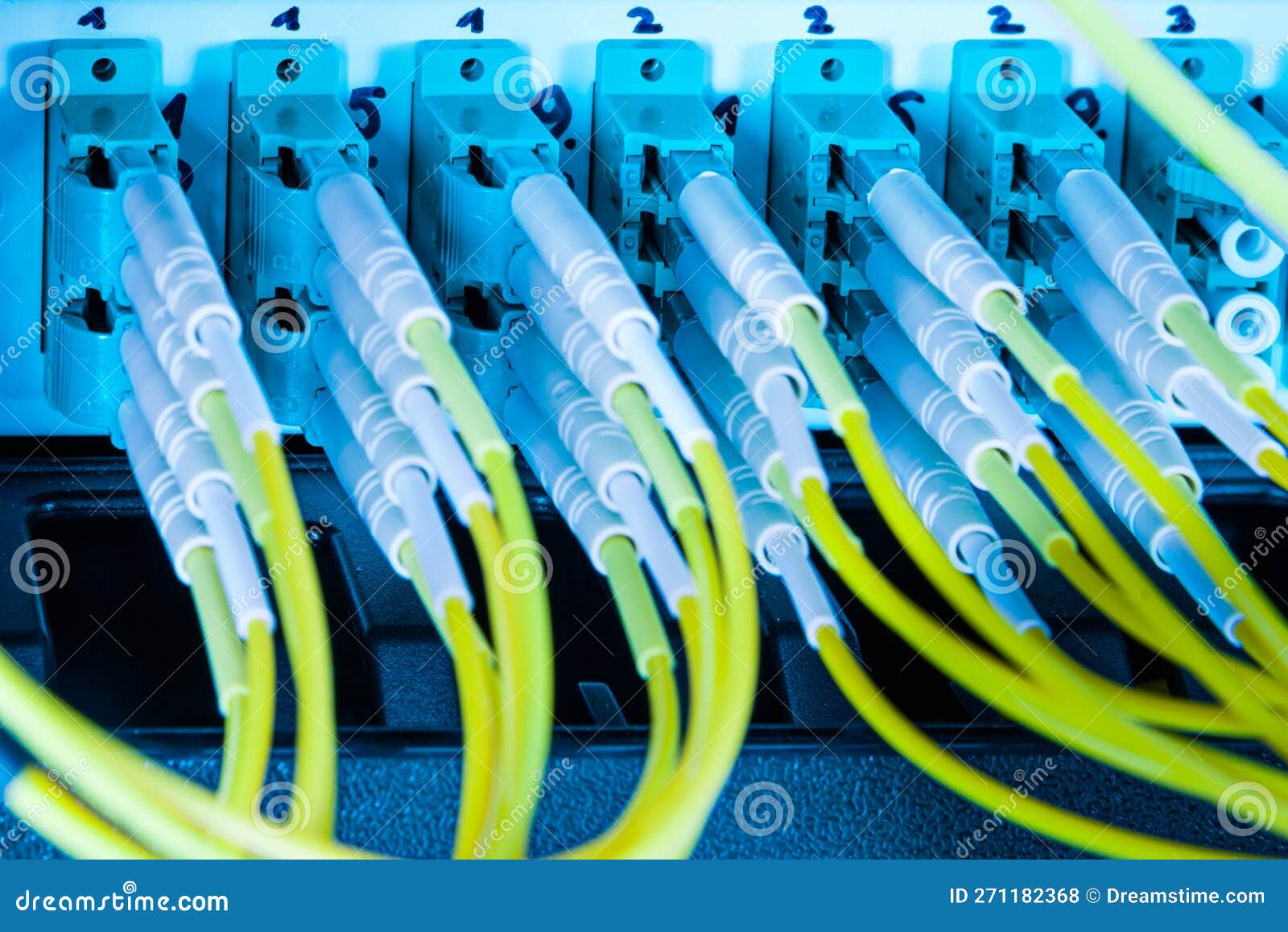 Fiber Optic Cables Connected into Main Data Switch Stock Photo - Image ...