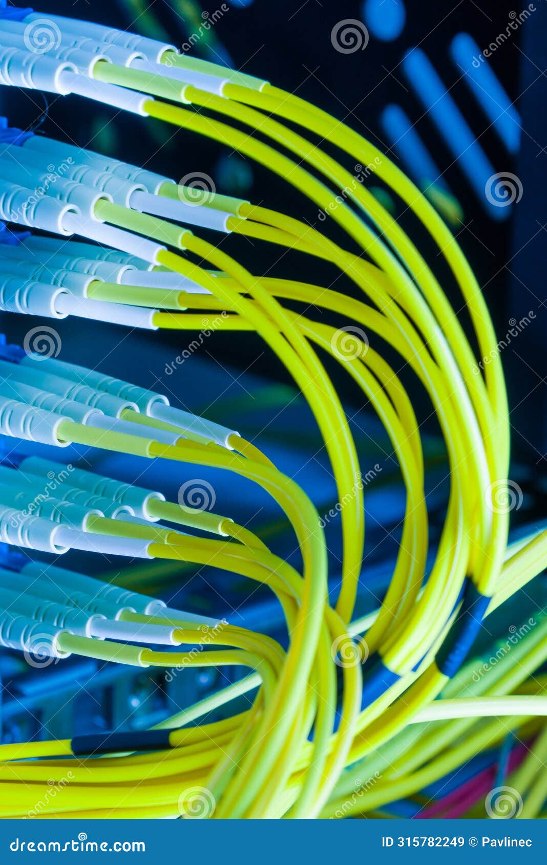 Fiber Optic Cables Connected into Main Data Switch Stock Image - Image ...