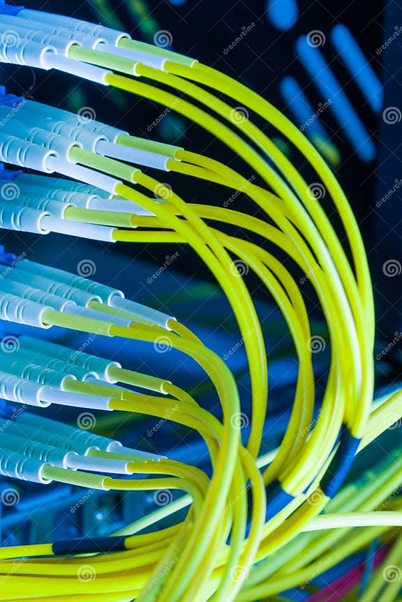 Fiber Optic Cables Connected into Main Data Switch Stock Image - Image ...
