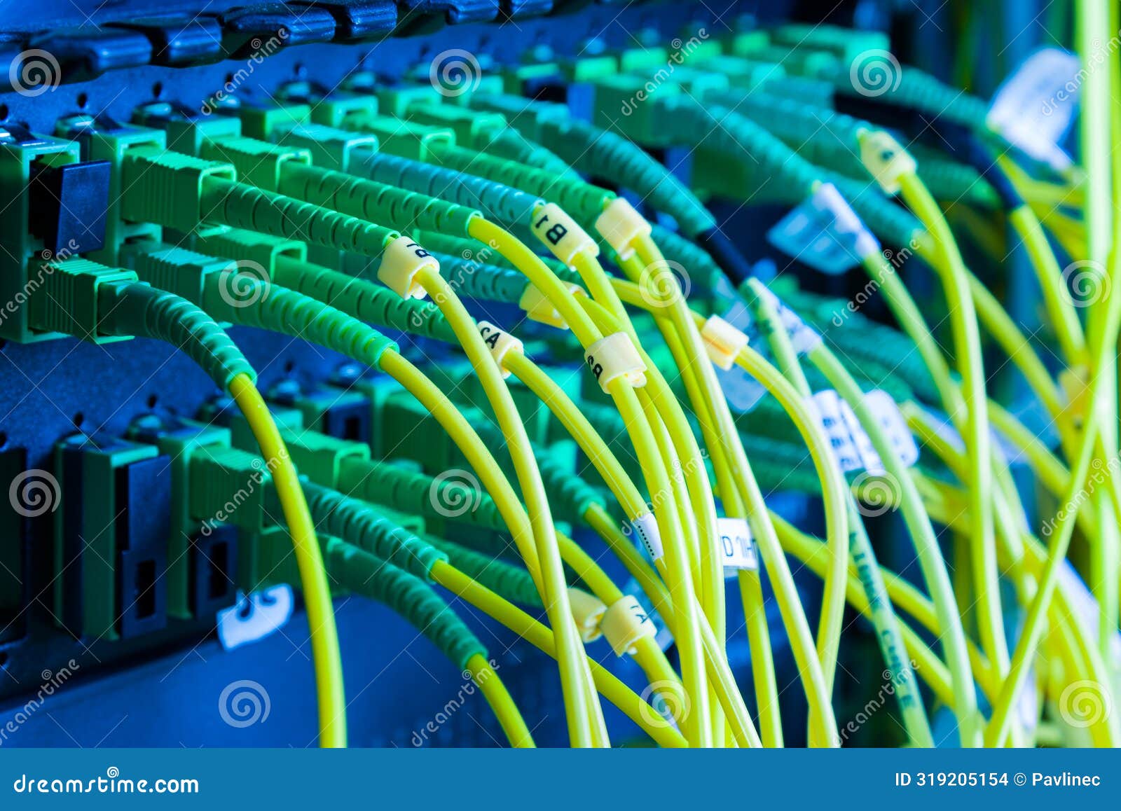 Fiber Optic Cables Connected into Main Data Switch Stock Photo - Image ...