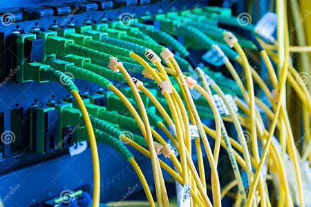 Fiber Optic Cables Connected into Main Data Switch Stock Image - Image ...