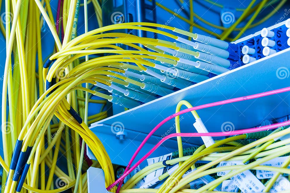Fiber Optic Cables Connected into Main Data Switch Stock Image - Image ...