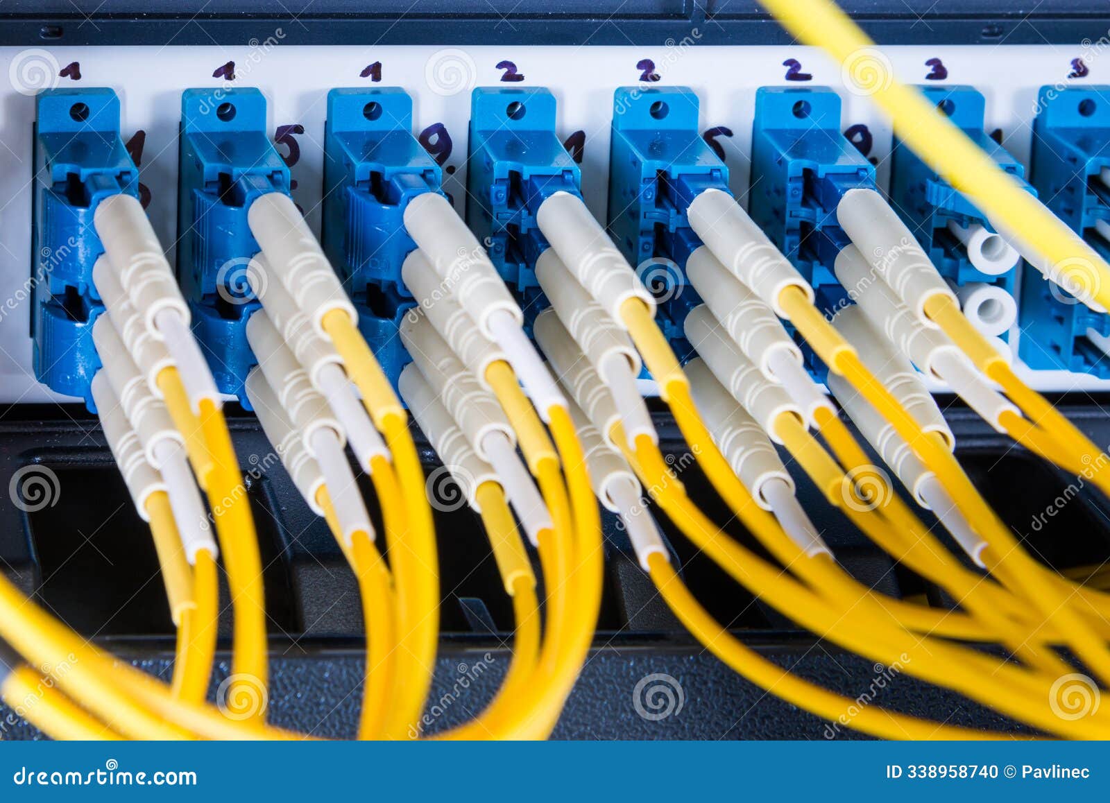 Fiber Optic Cables Connected into Main Data Switch Stock Photo - Image ...