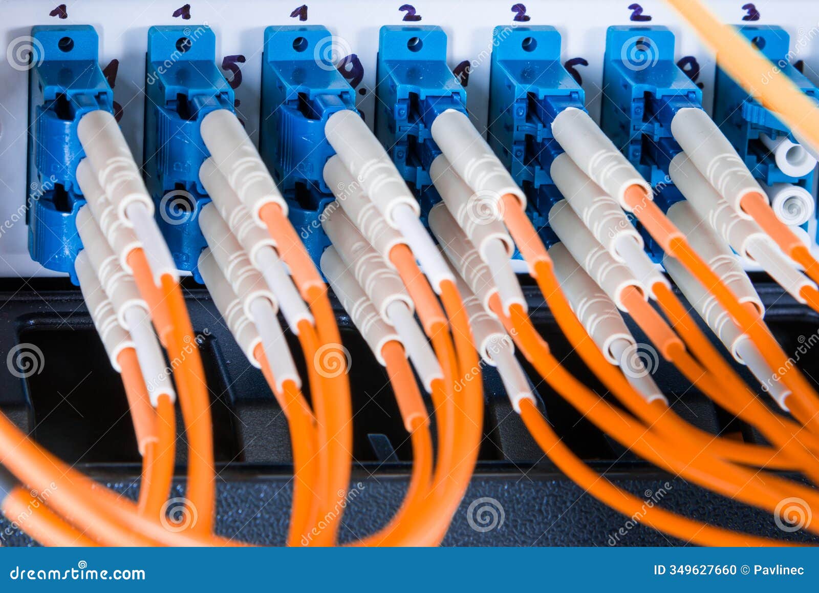 Fiber Optic Cables Connected into Main Data Switch Stock Photo - Image ...