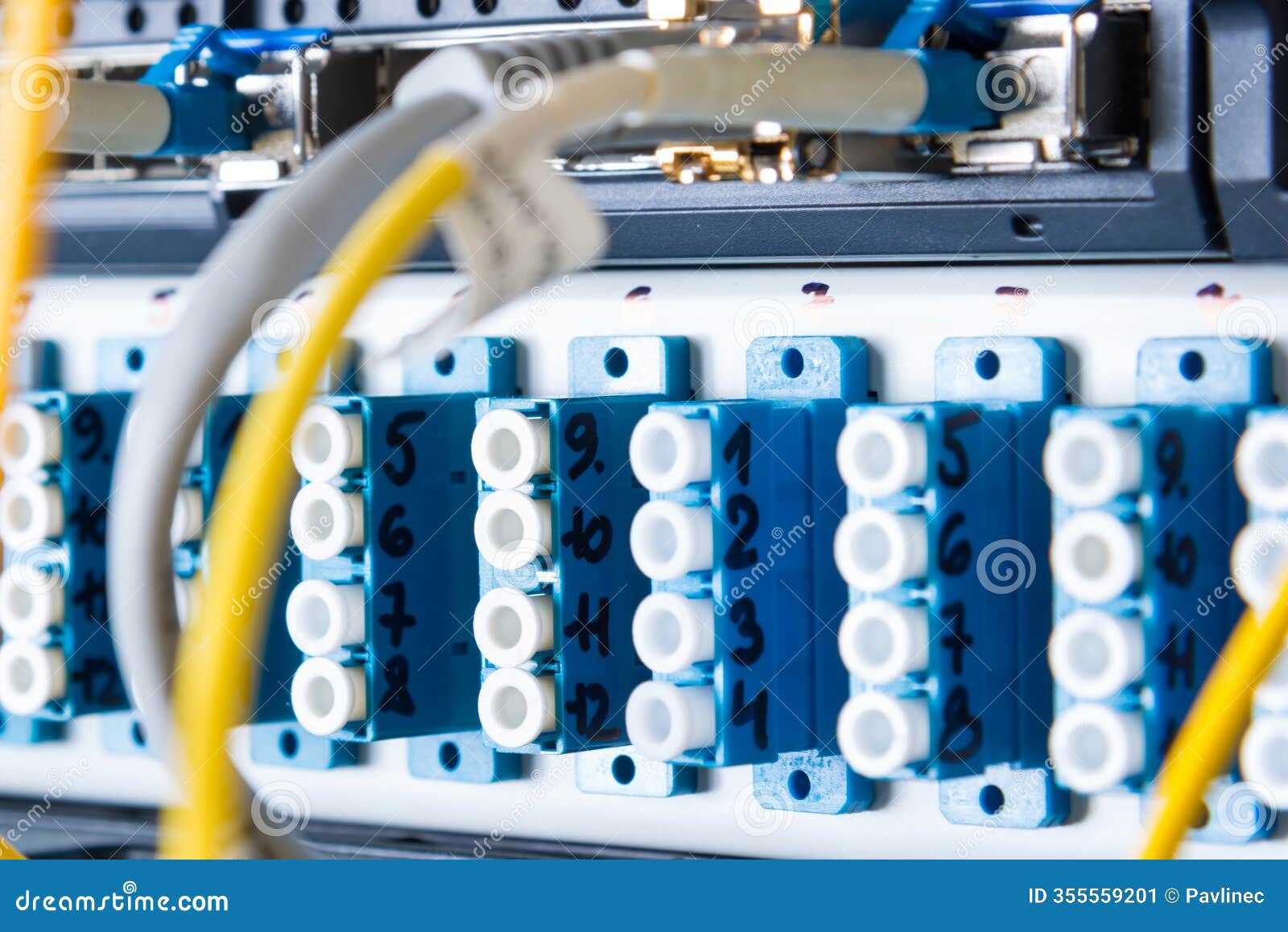 Fiber Optic Cables Connected into Main Data Switch Stock Image - Image ...