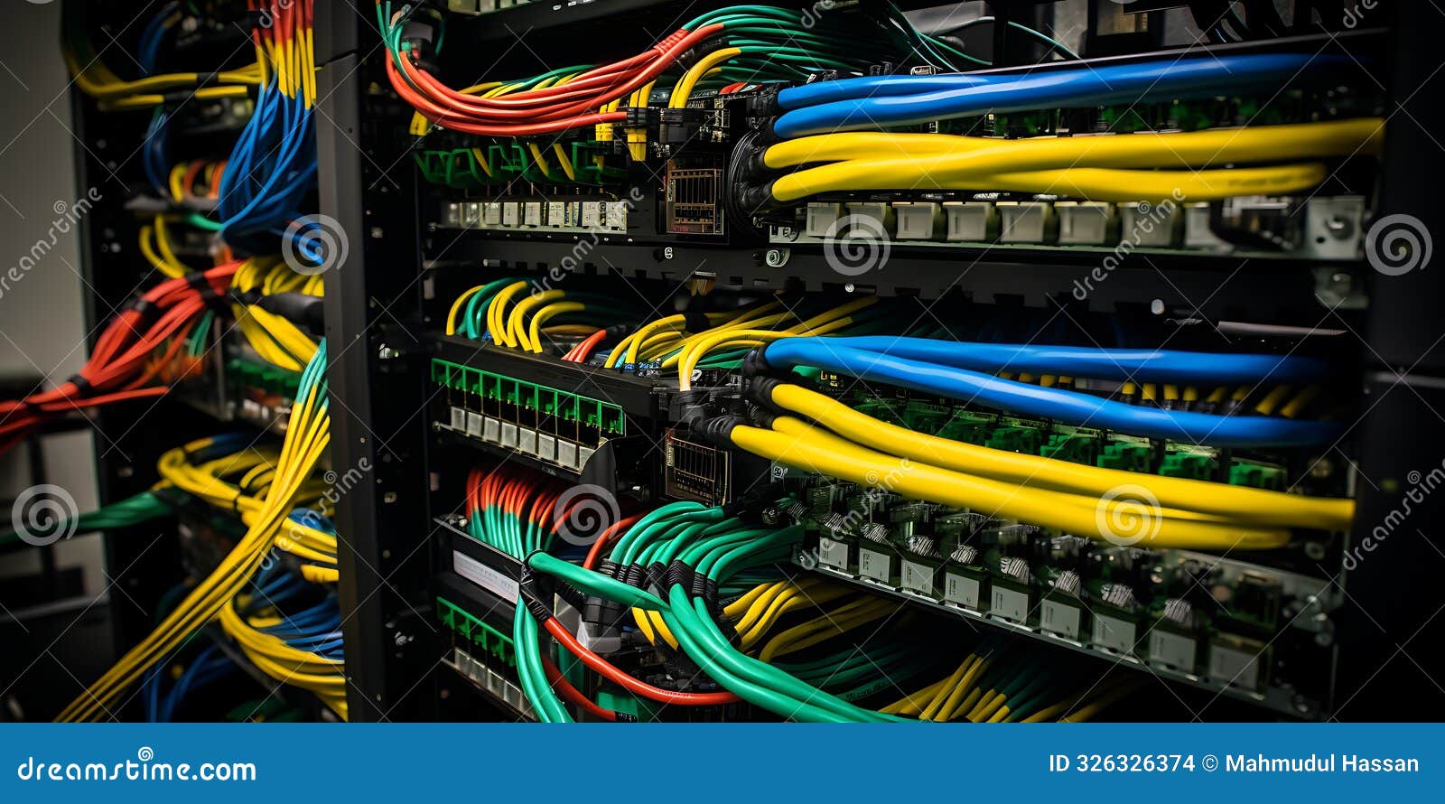 Fiber Optic Network Hub and Patch Cables Stock Illustration ...