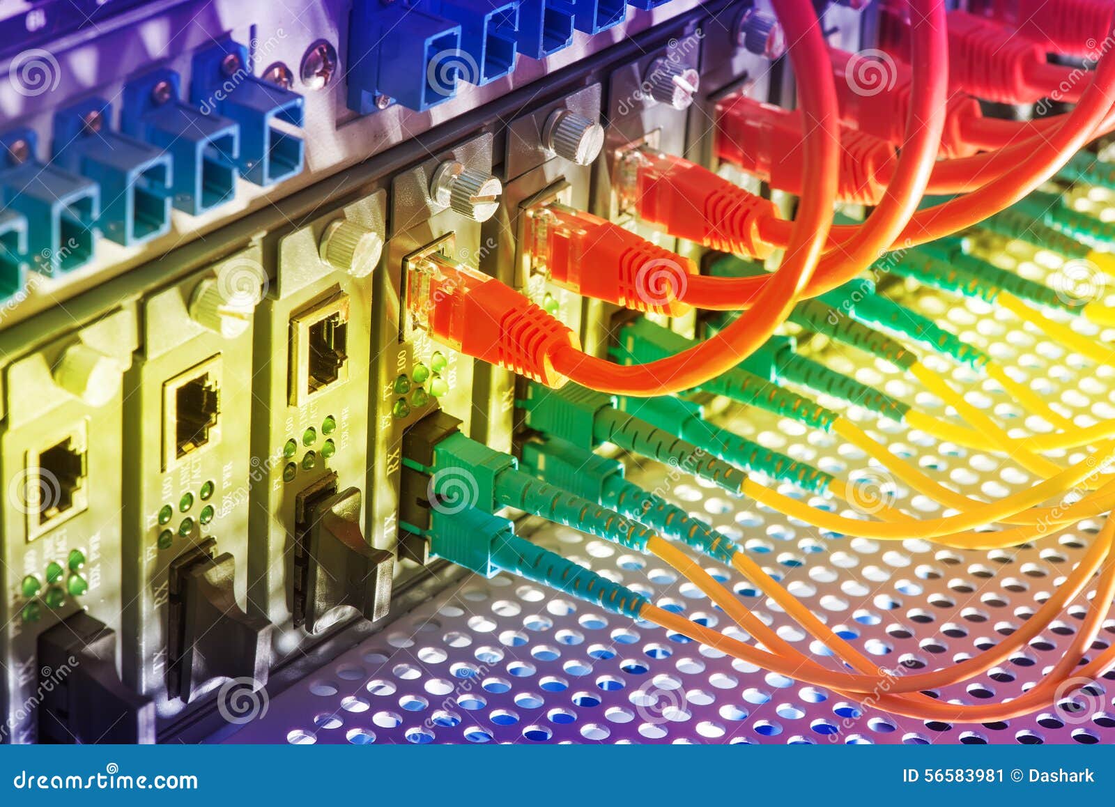 Fiber Optic Cables Connected To an Optic Ports Stock Image - Image of ...