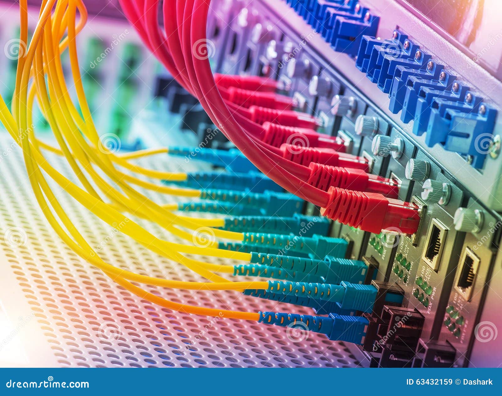 Fiber Optic Cables Connected To an Optic Ports Stock Image - Image of ...