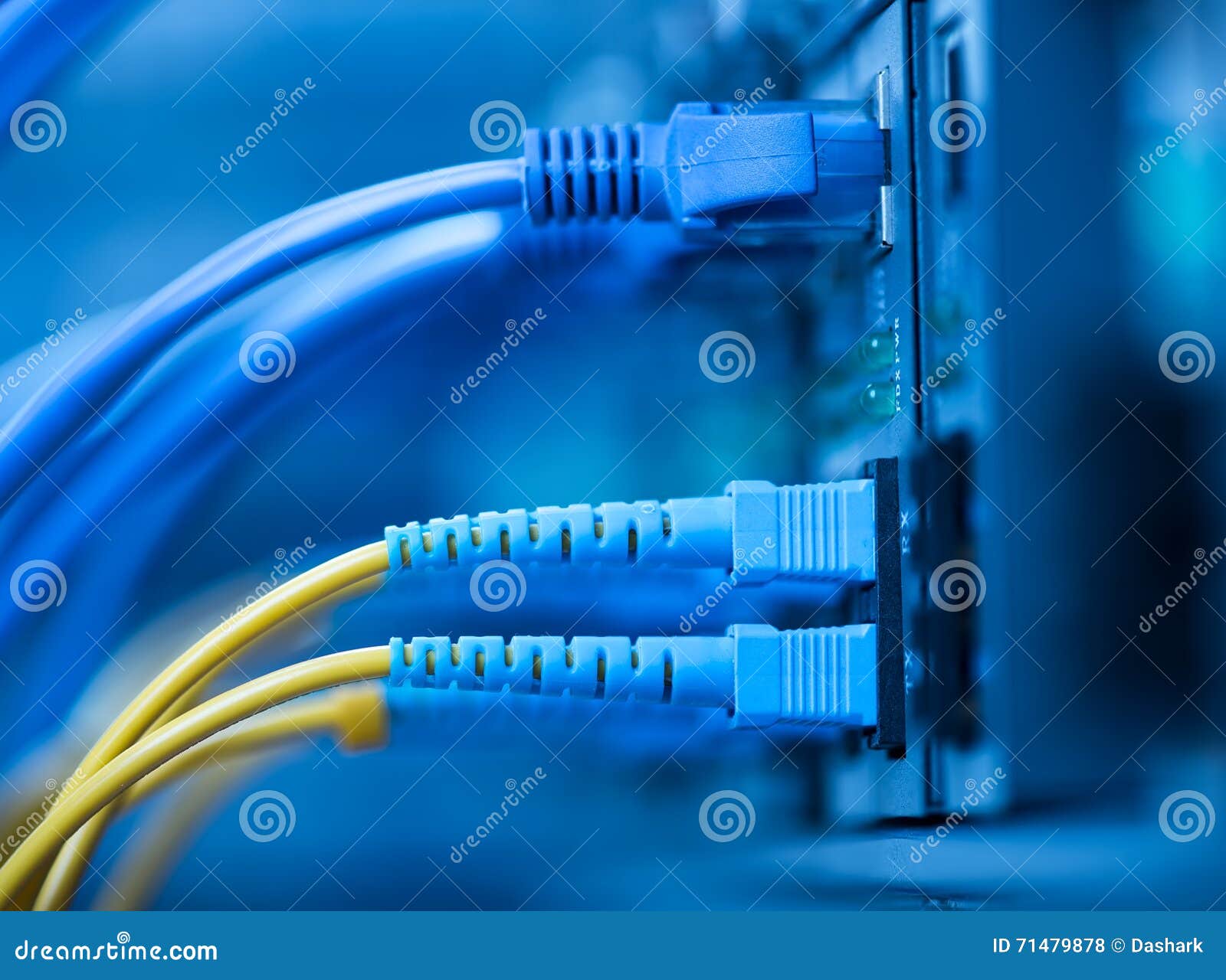 Fiber Optic Cables Connected To an Optic Ports Stock Photo - Image of ...