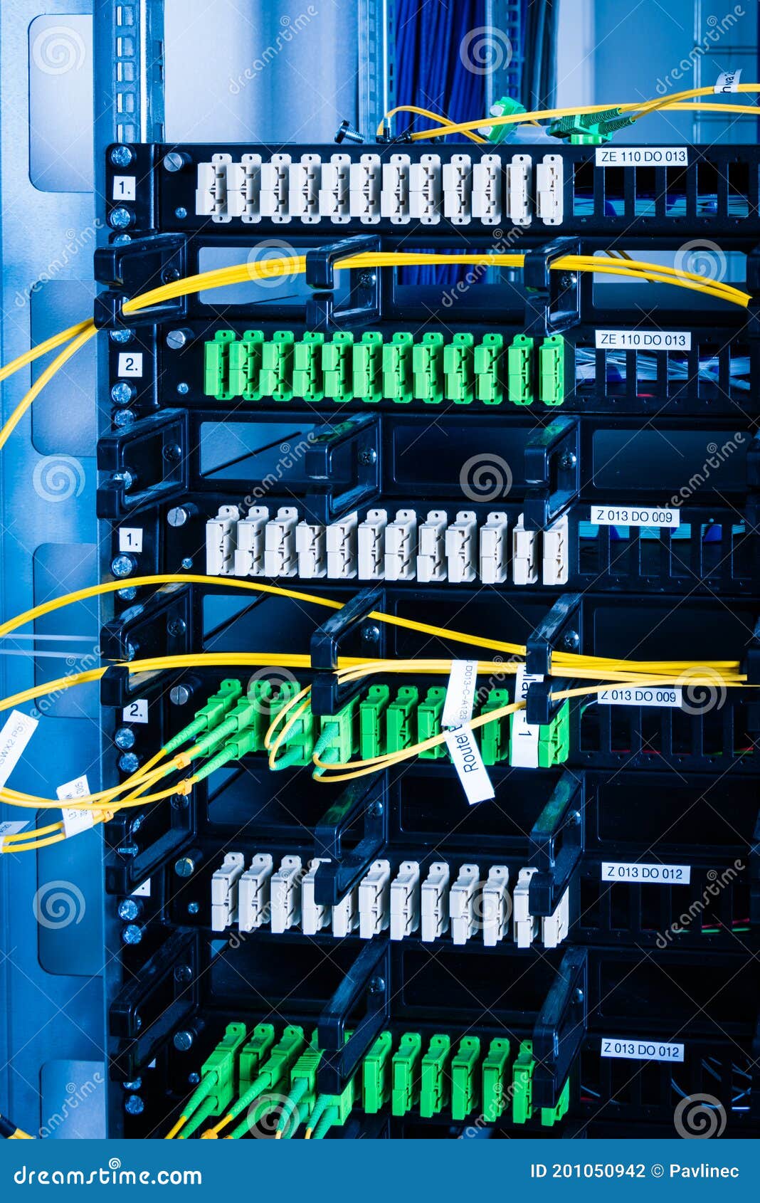 Fiber Optic Cables Connected To an Optic Ports Stock Photo - Image of ...