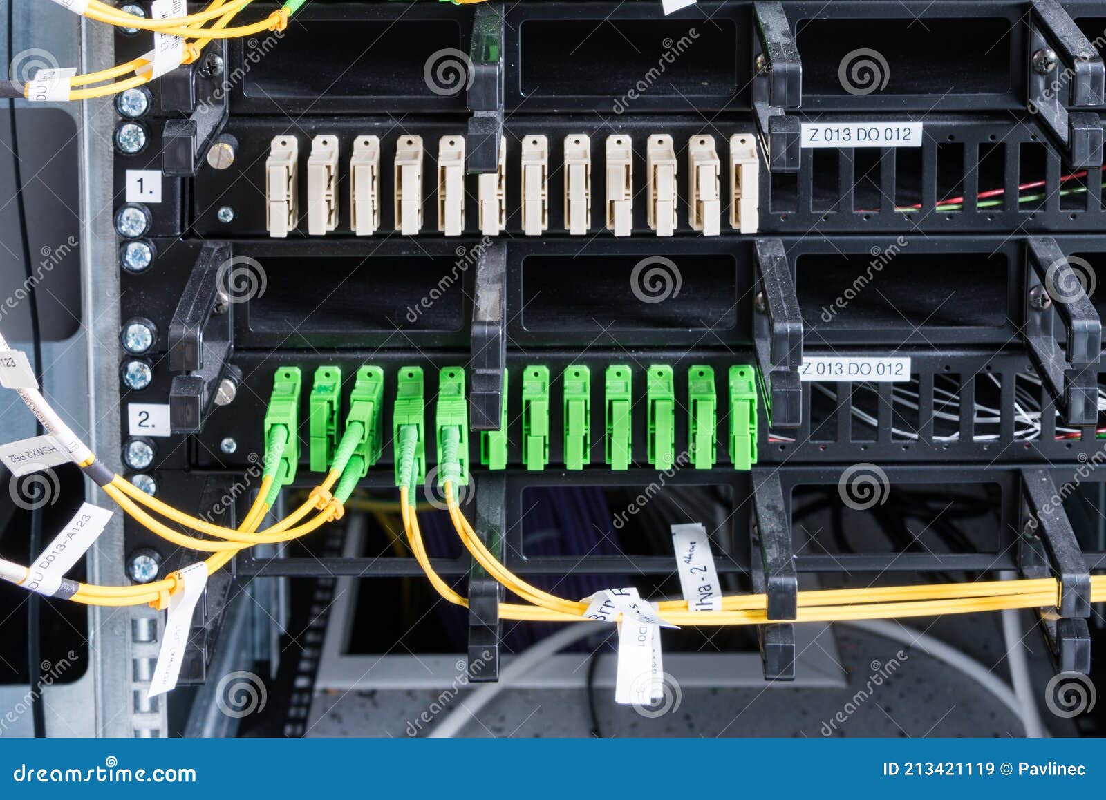 Fiber Optic Cables Connected To an Optic Ports Stock Image - Image of ...