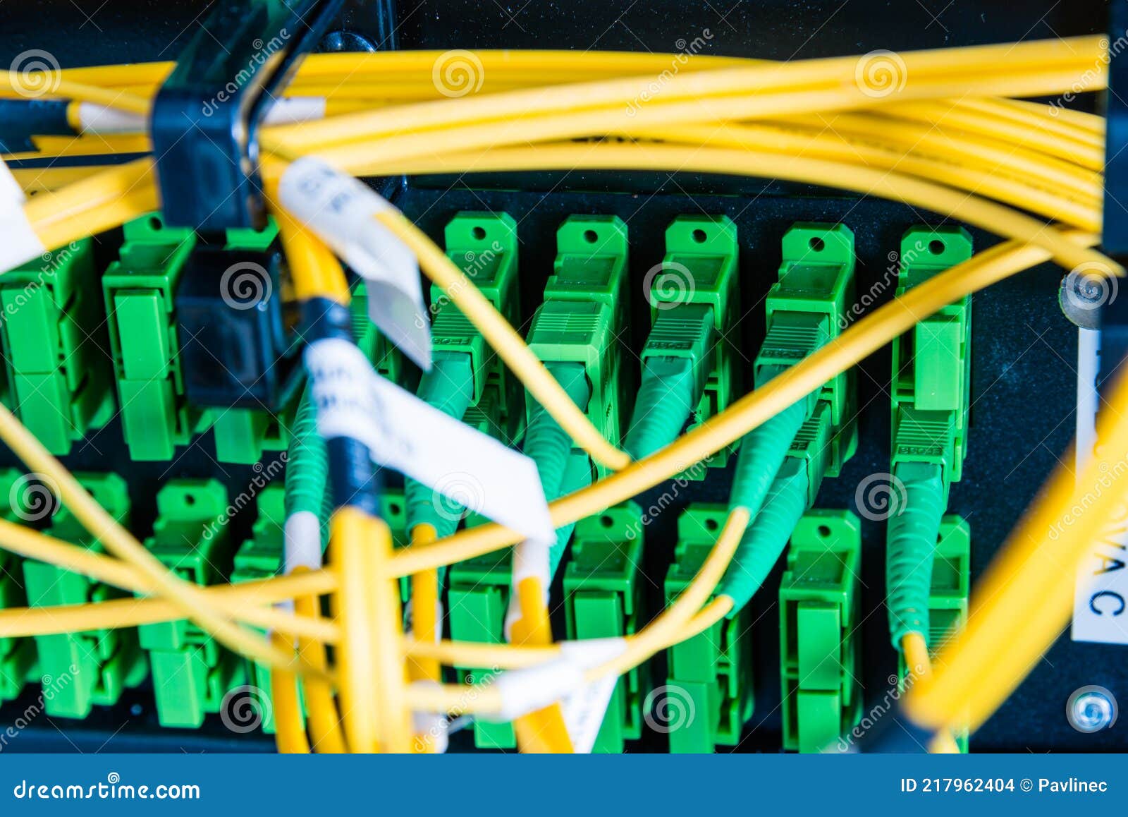 Fiber Optic Cables Connected To an Optic Ports Stock Photo - Image of ...