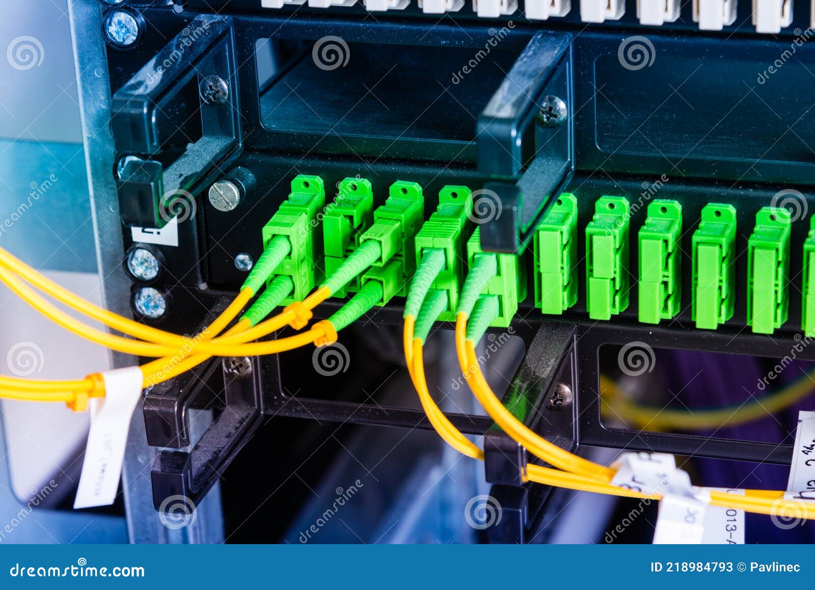 Fiber Optic Cables Connected To an Optic Ports Stock Image - Image of ...