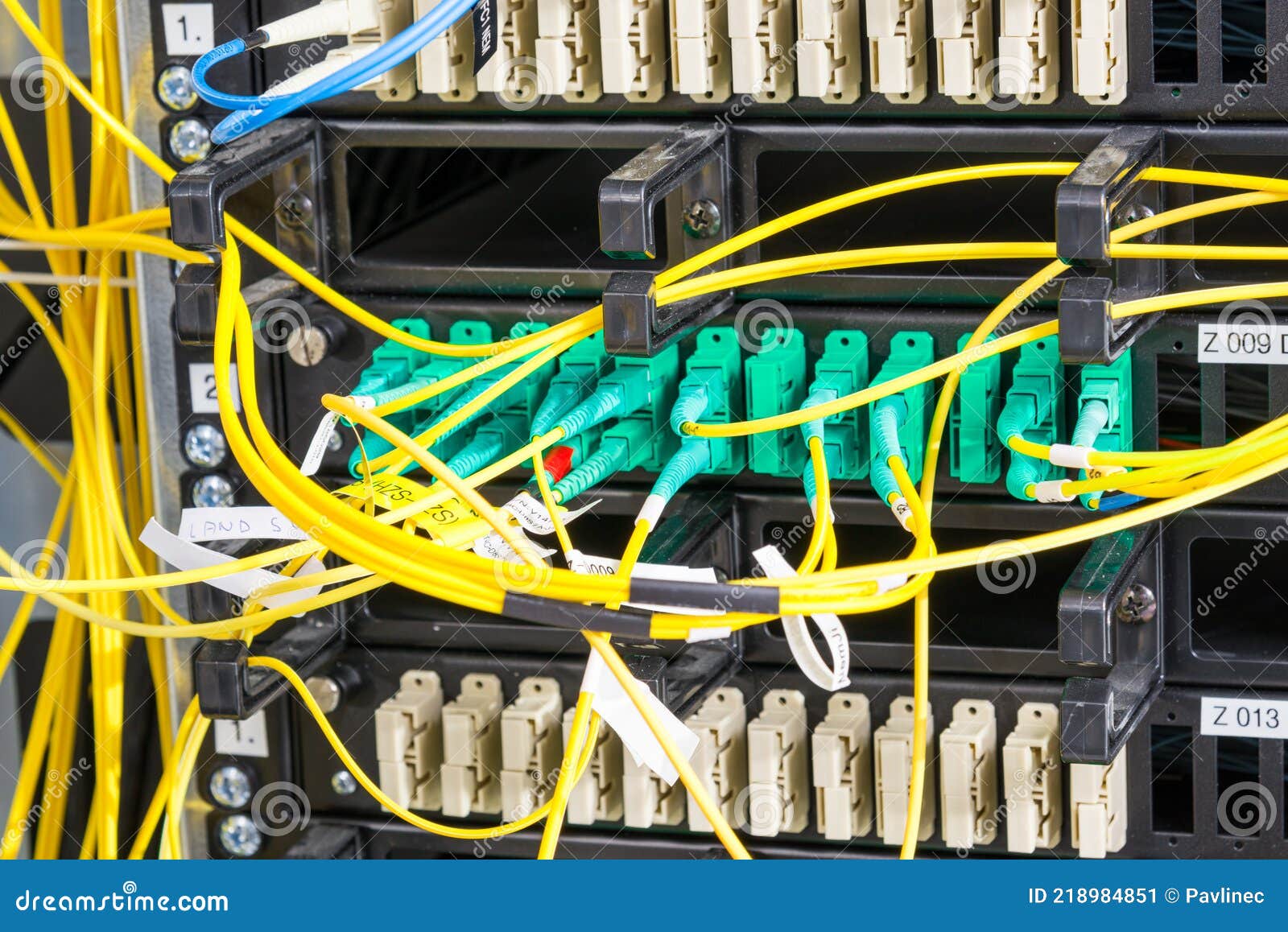 Fiber Optic Cables Connected To an Optic Ports Stock Image - Image of ...