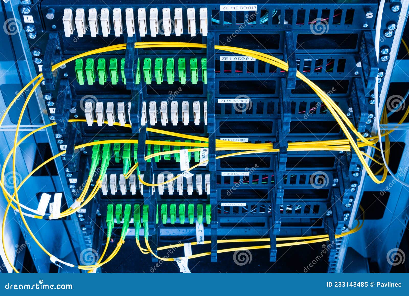 Fiber Optic Cables Connected To an Optic Ports Stock Image - Image of ...