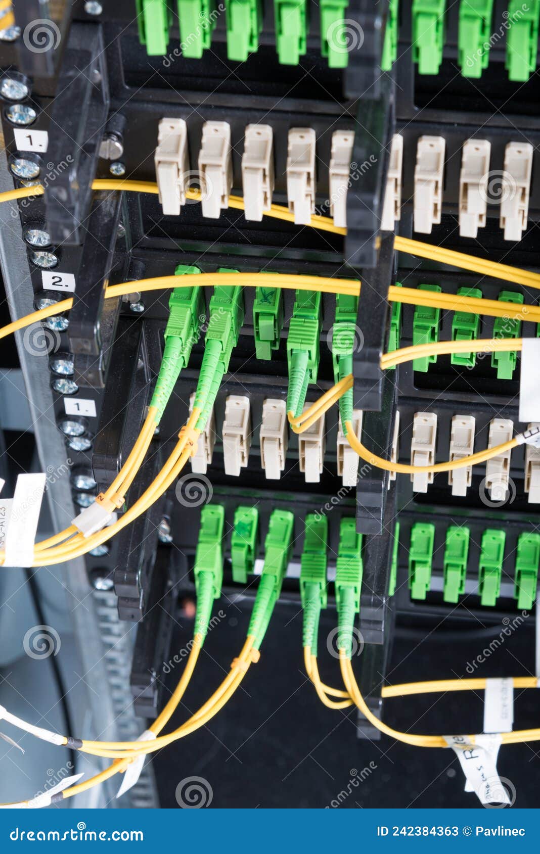 Fiber Optic Cables Connected To an Optic Ports Stock Image - Image of ...