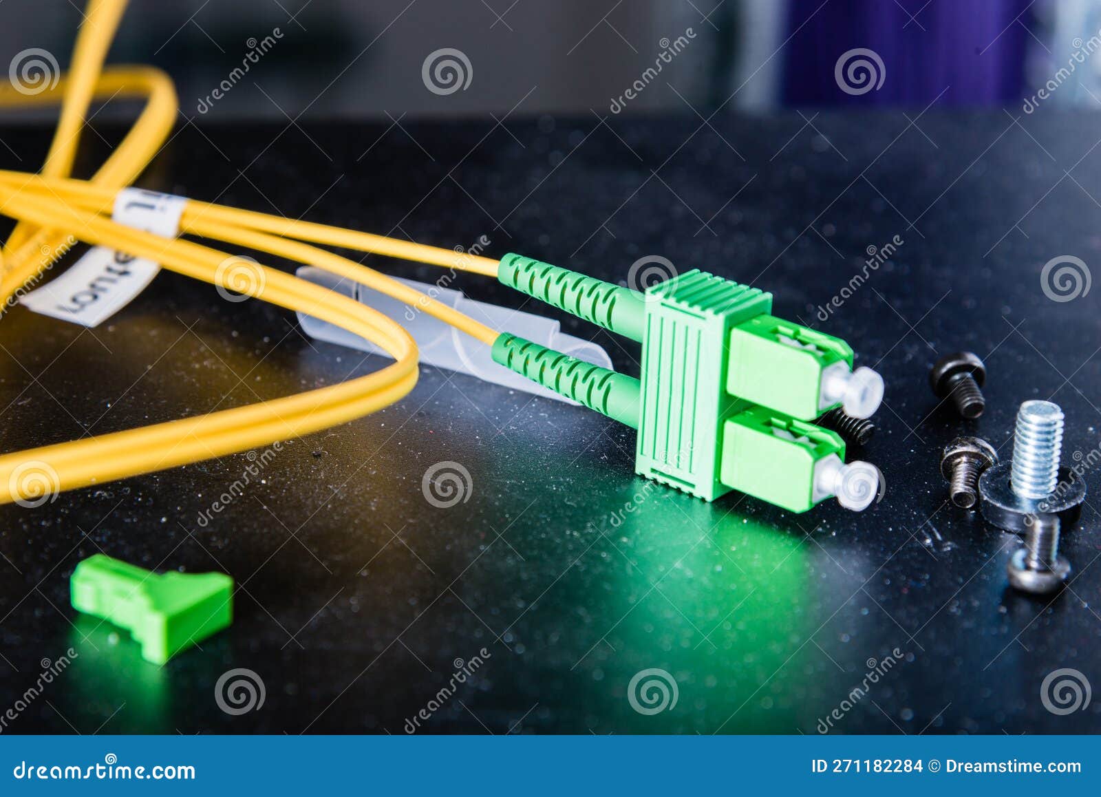 Fiber Optic Cables Connected To an Optic Ports Stock Photo - Image of ...