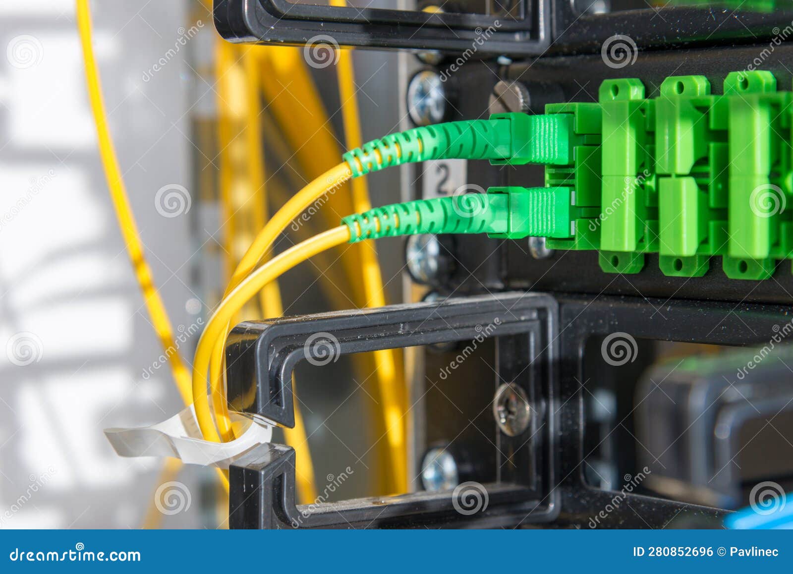Fiber Optic Cables Connected To an Optic Ports Stock Photo - Image of ...