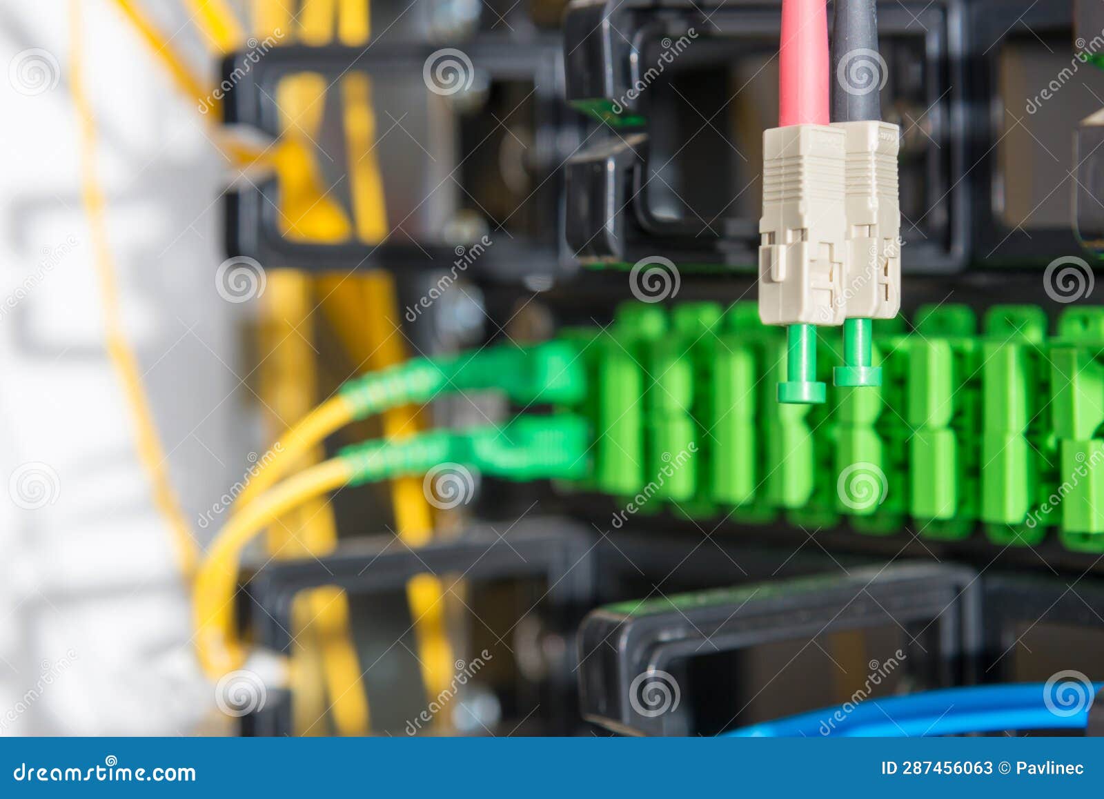 Fiber Optic Cables Connected To an Optic Ports Stock Image - Image of ...