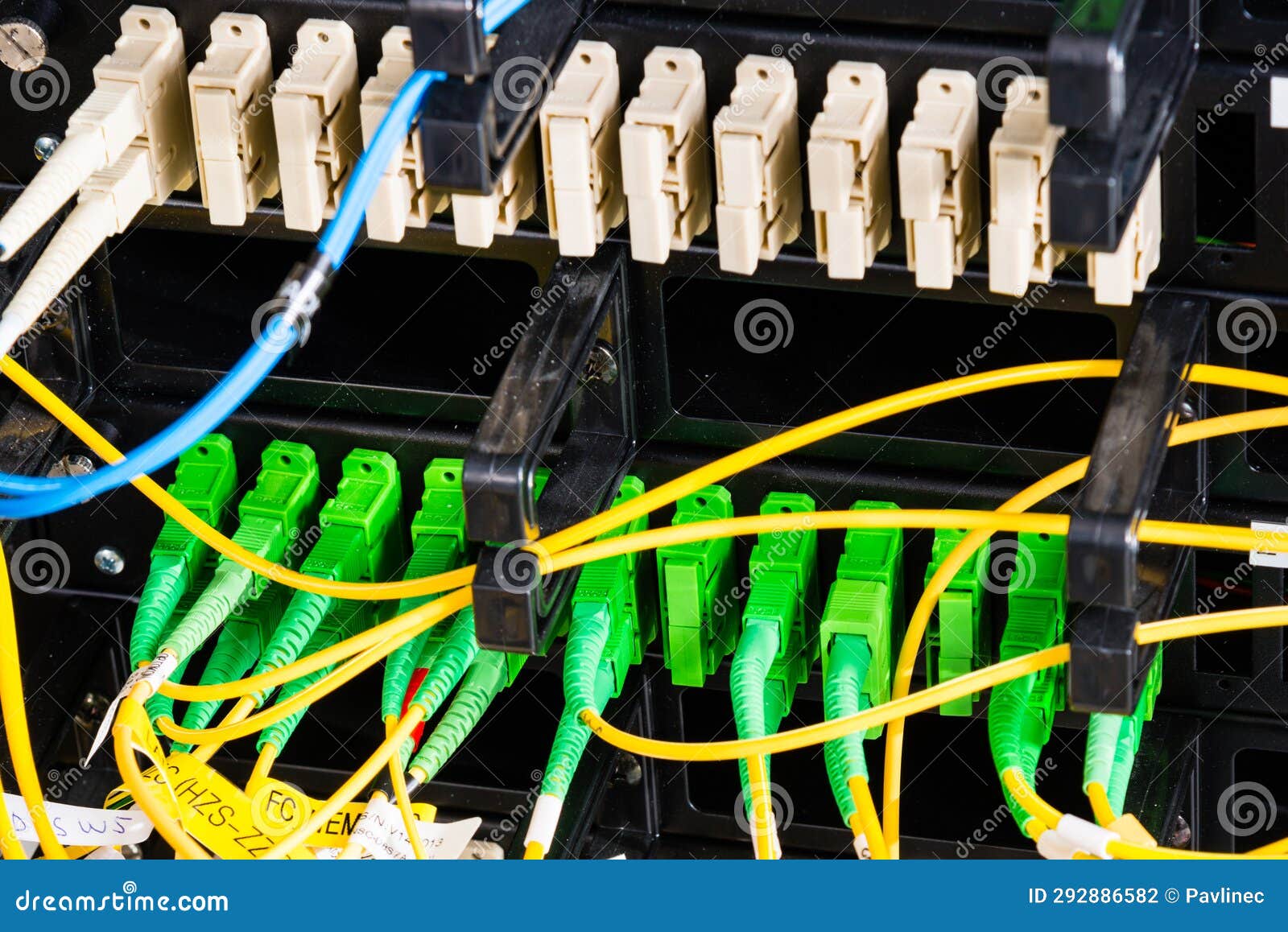 Fiber Optic Cables Connected To an Optic Ports Stock Photo - Image of ...