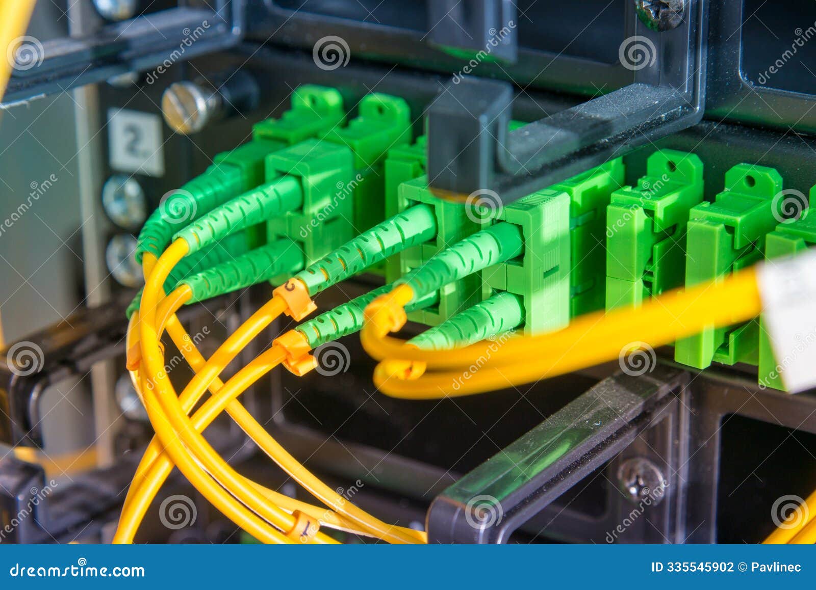 Fiber Optic Cables Connected To an Optic Ports Stock Photo - Image of ...