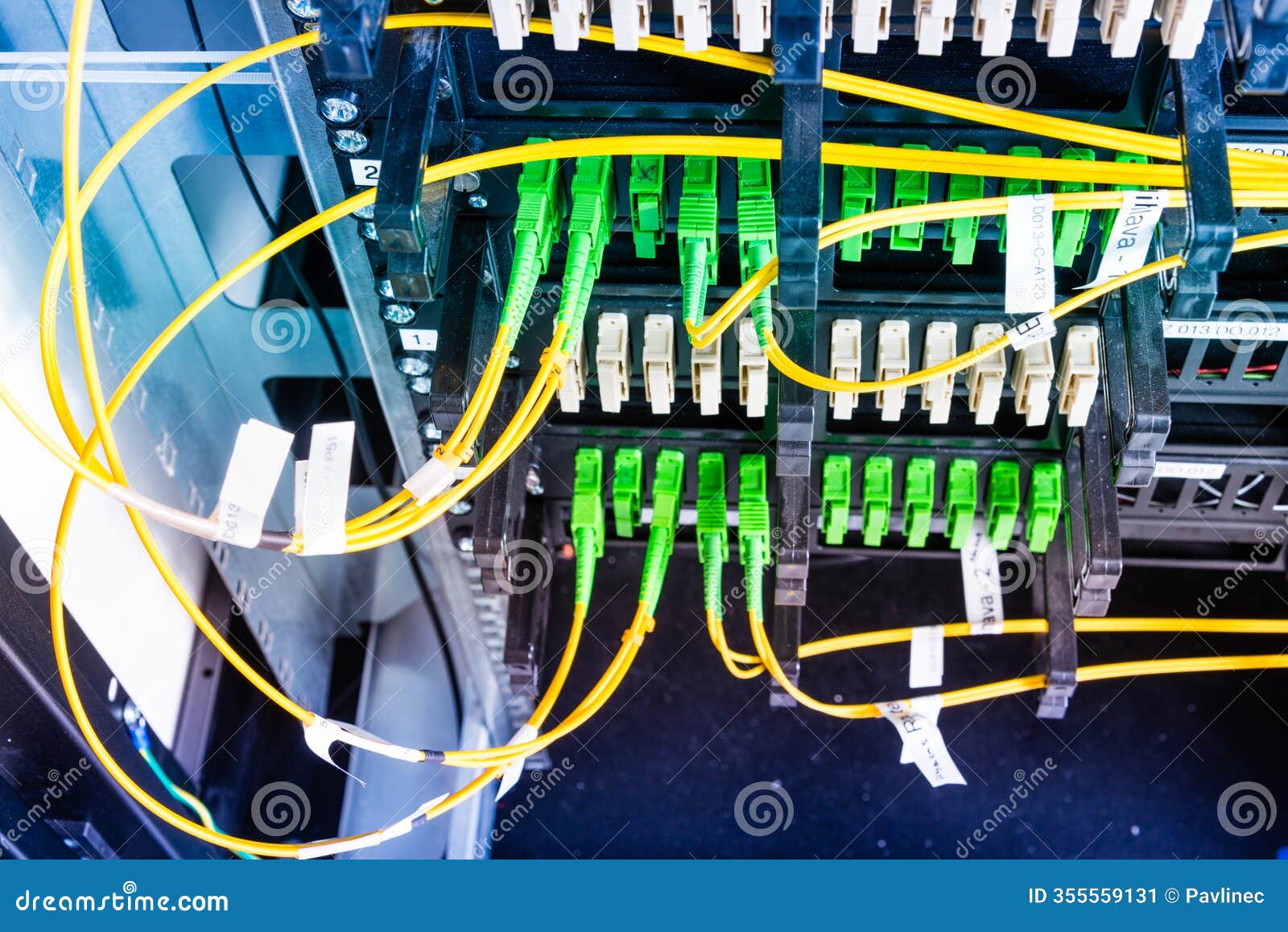 Fiber Optic Cables Connected To an Optic Ports Stock Image - Image of ...
