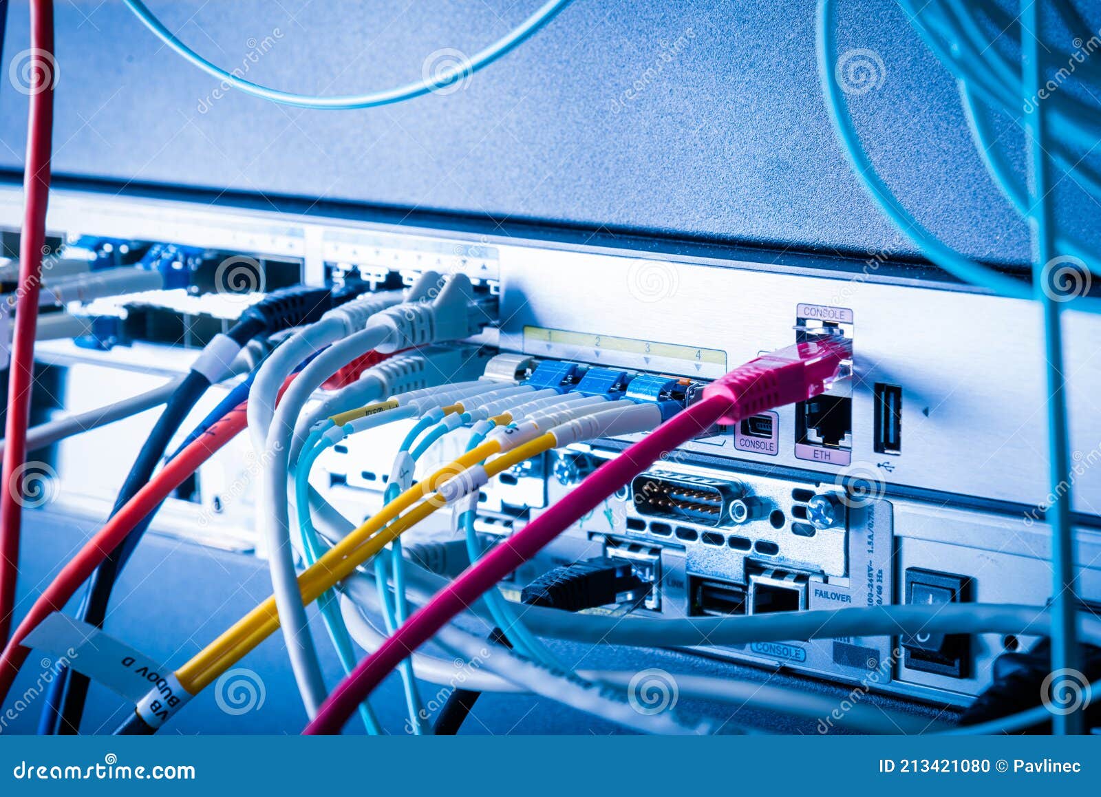 Fiber Optic Cables Connected To Optic Ports, Network Cables Conn Stock ...