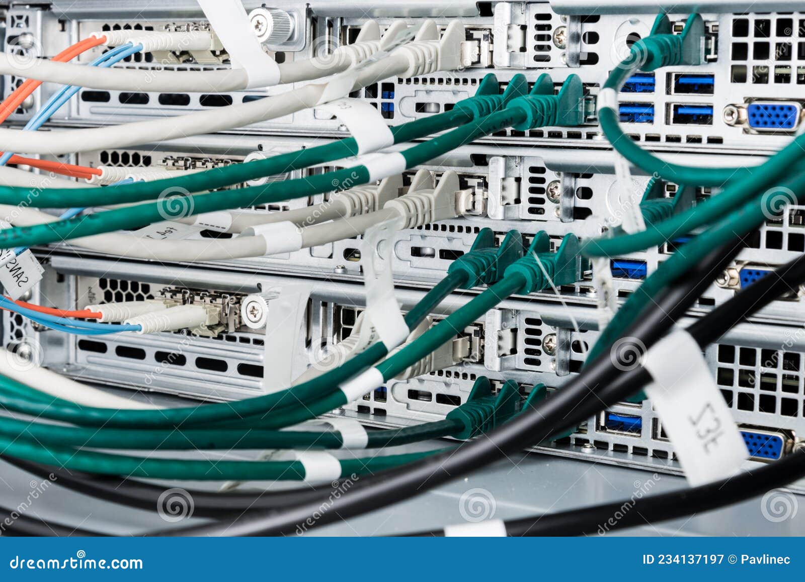 Fiber Optic Cables Connected To Optic Ports, Network Cables Conn Stock ...