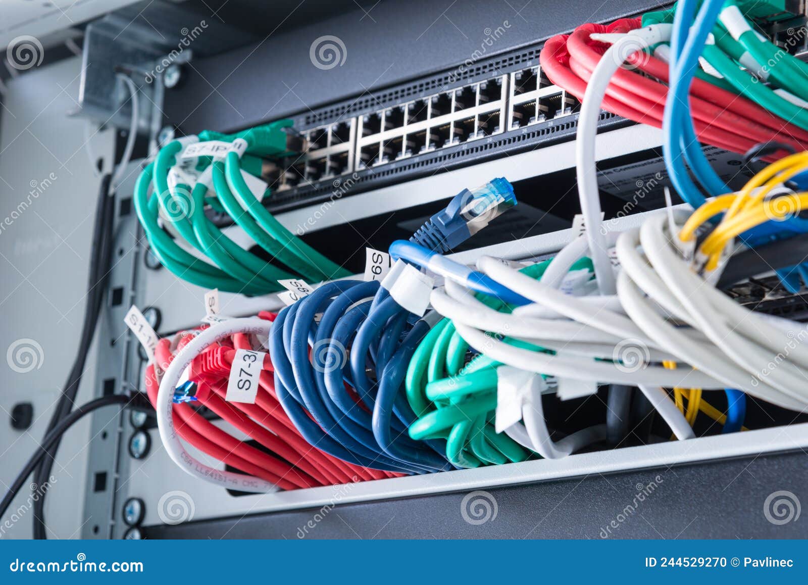 Fiber Optic Cables Connected To Optic Ports, Network Cables Conn Stock ...