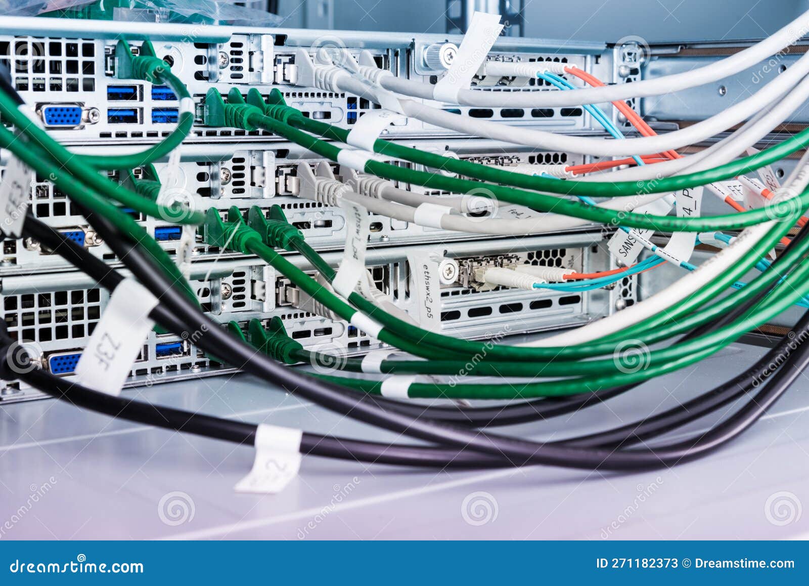 Fiber Optic Cables Connected To Optic Ports, Network Cables Conn Stock ...