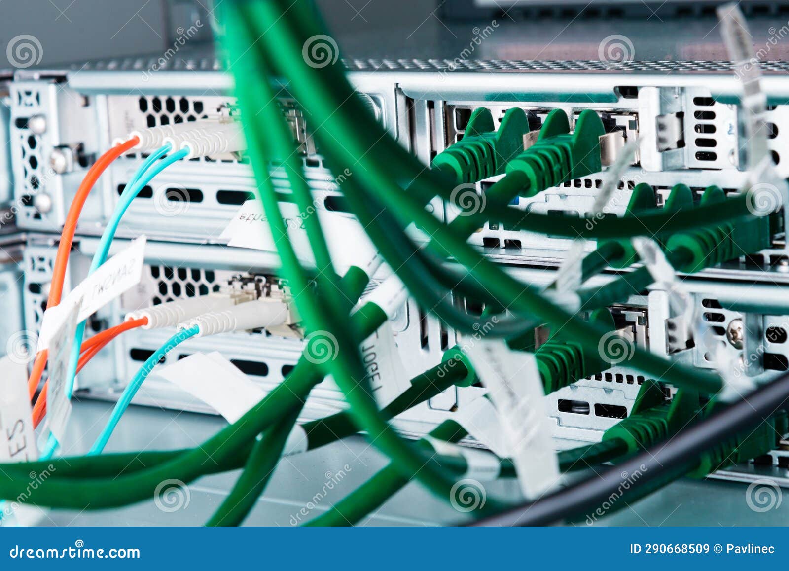 Fiber Optic Cables Connected To Optic Ports, Network Cables Conn Stock ...