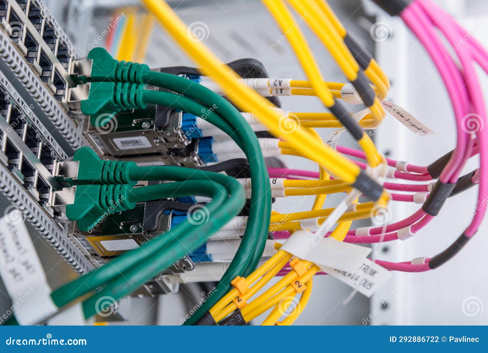 Fiber Optic Cables Connected To Optic Ports, Network Cables Conn Stock ...