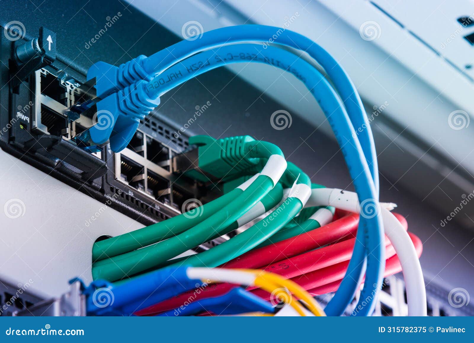 Fiber Optic Cables Connected To Optic Ports, Network Cables Conn Stock ...