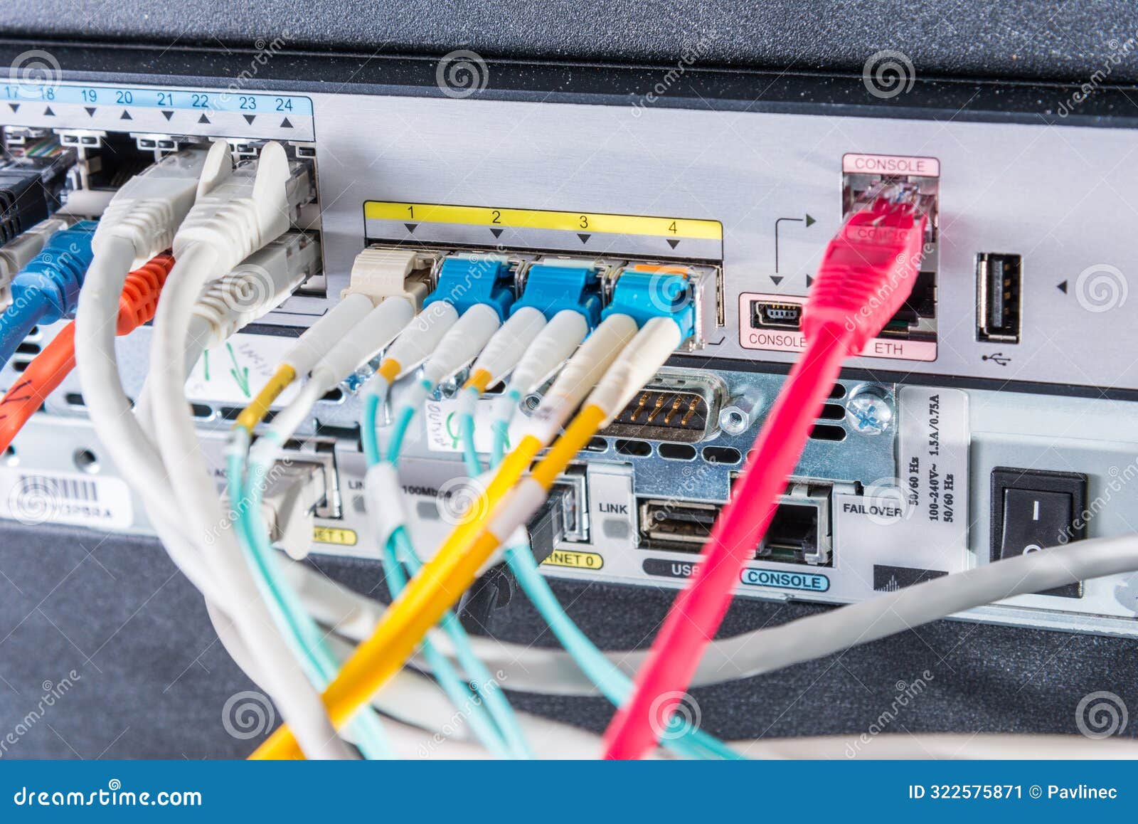 Fiber Optic Cables Connected To Optic Ports, Network Cables Conn Stock ...