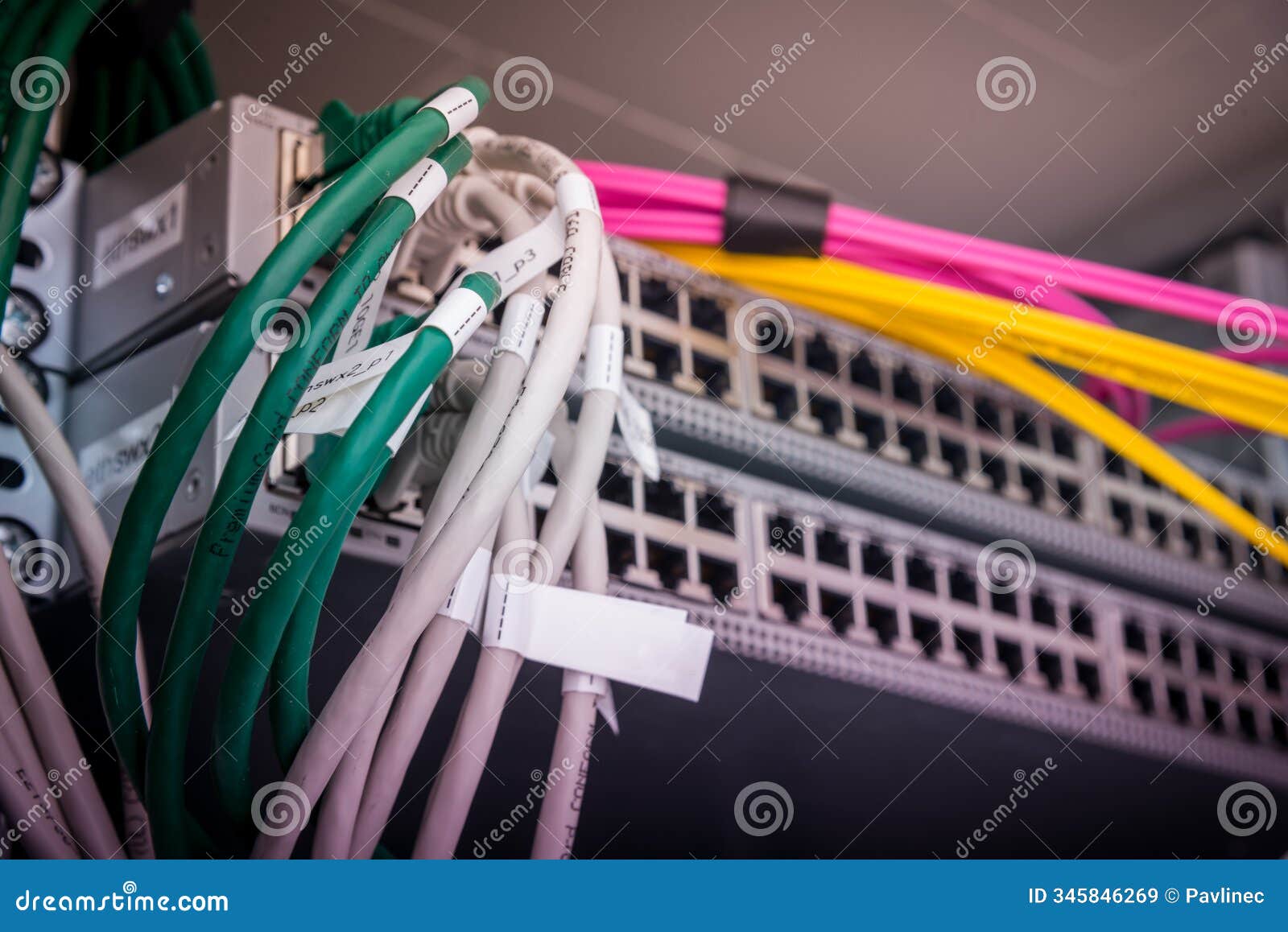 Fiber Optic Cables Connected To Optic Ports, Network Cables Conn Stock ...