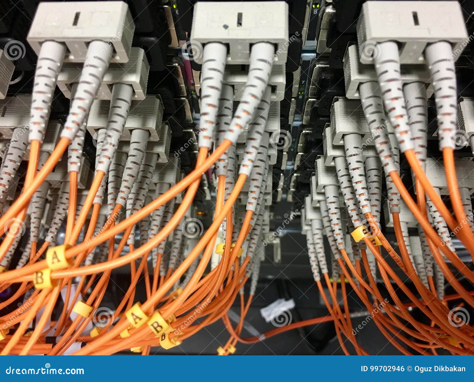 Fiber Optic Cables with Connectors in Group Stock Photo - Image of ...