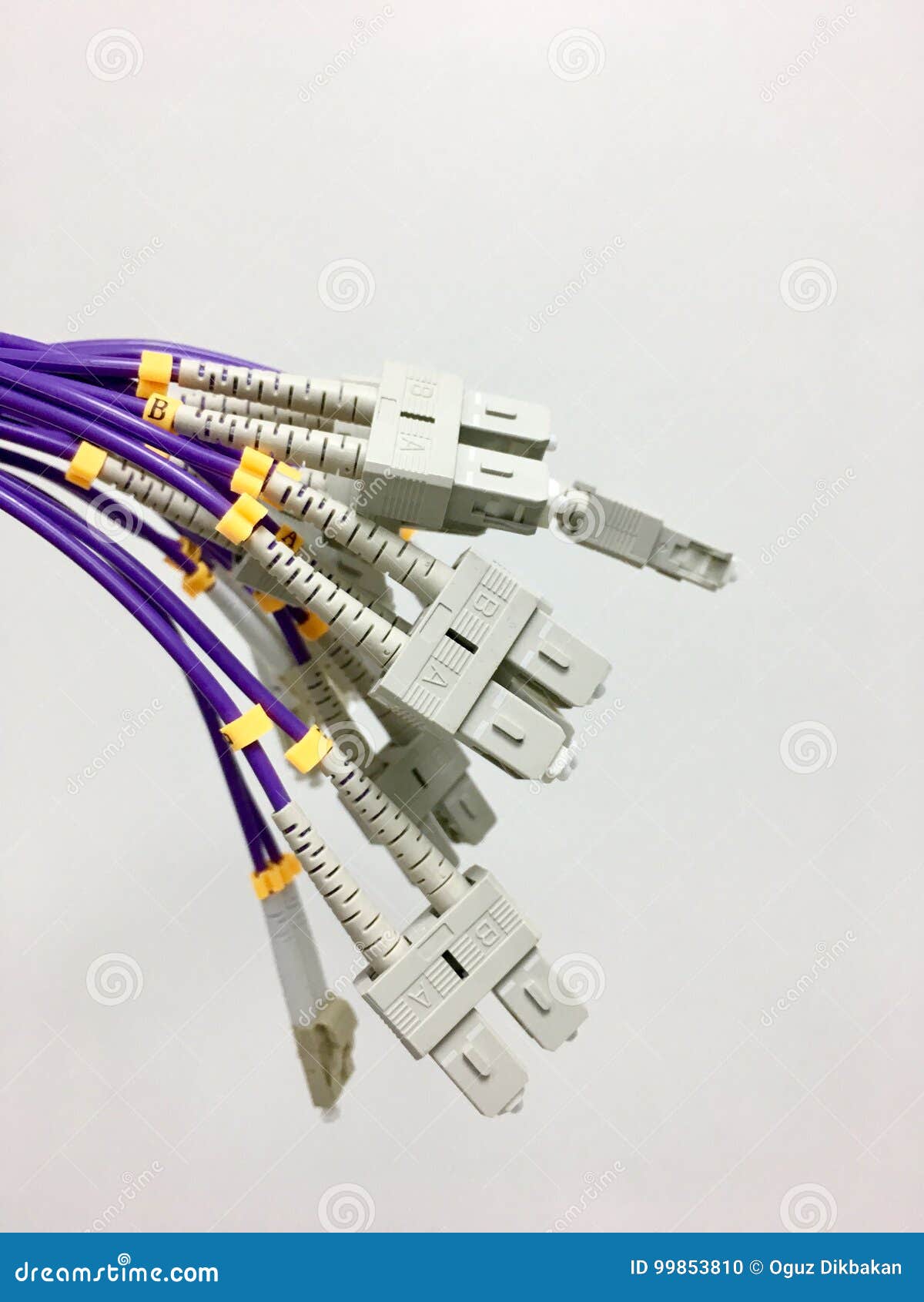 Fiber Optic Cables with Connectors in Group Stock Photo - Image of ...