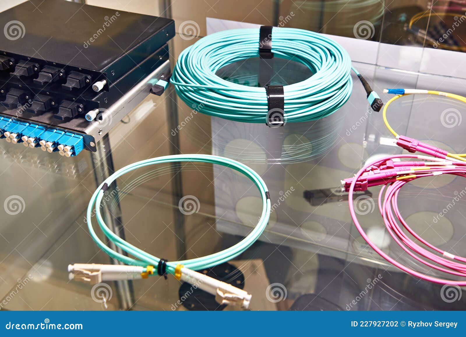Fiber Optic Cables with Connectors Stock Photo - Image of optic, cord ...