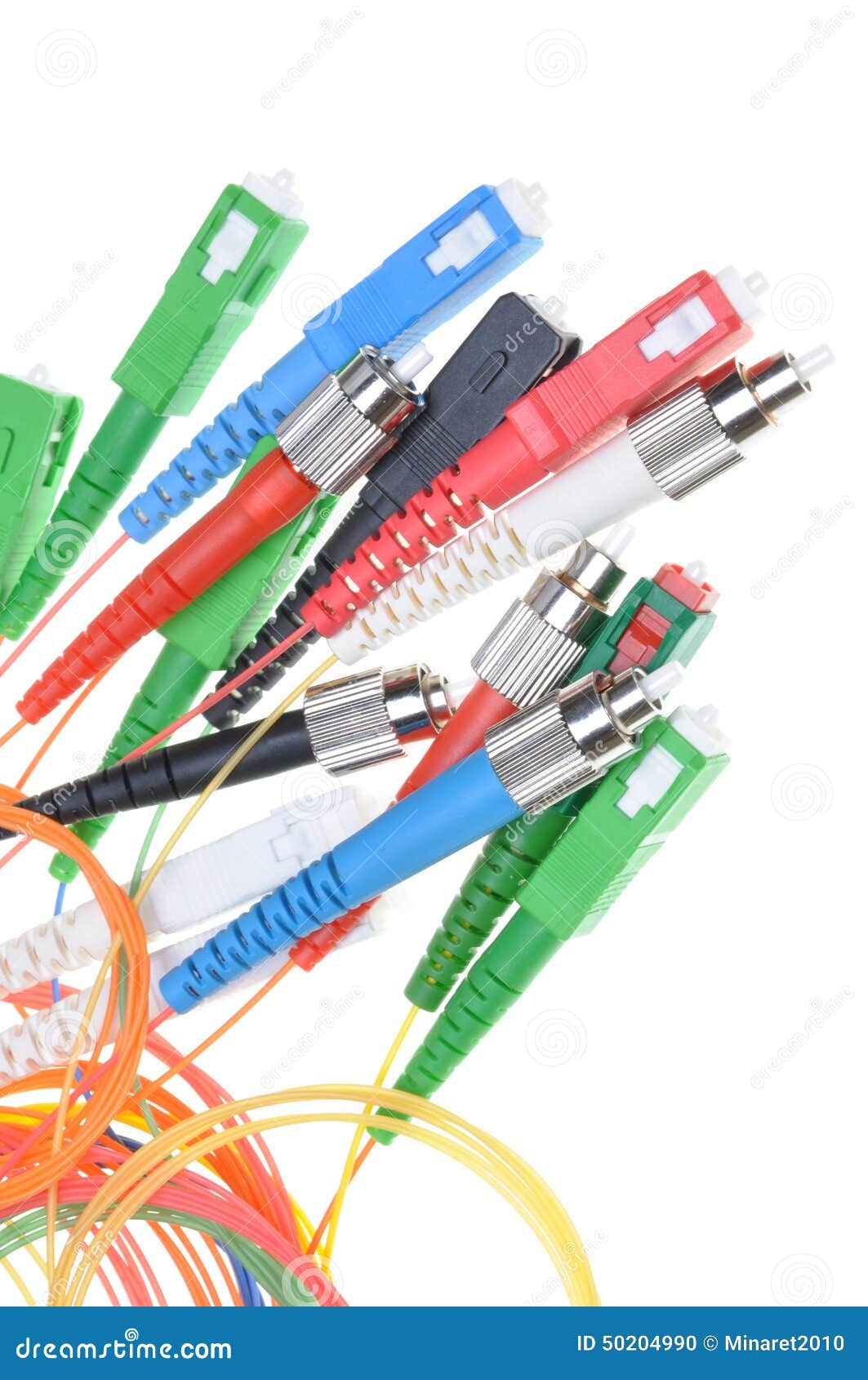 Fiber Optic Cables and Connectors of Telecommunication Networks Stock ...