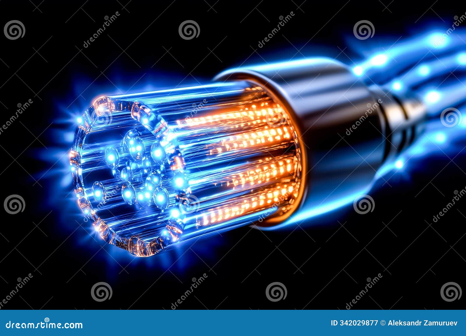 Fiber Optic Cables Emit a Bright Blue Glow, Highlighting Their Complex ...