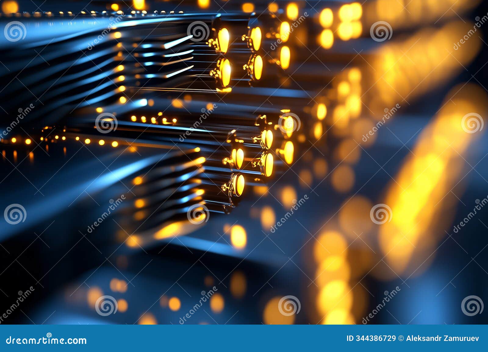 Fiber Optic Cables Emit a Warm Glow in a Dark Setting, Highlighting ...