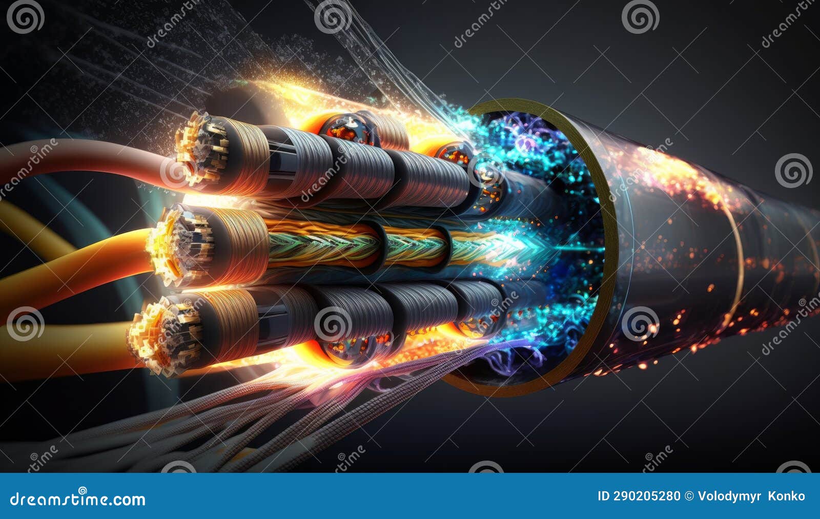 Fiber Optic Cables. Generative Ai Stock Photo - Image of transfer ...