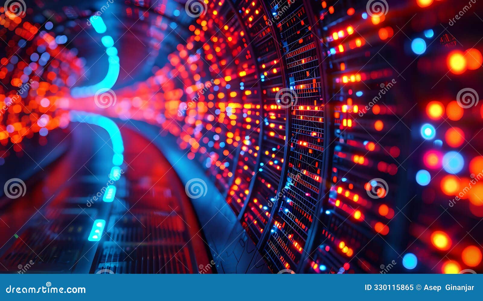 Fiber Optic Cables Glowing with Data Stock Illustration - Illustration ...