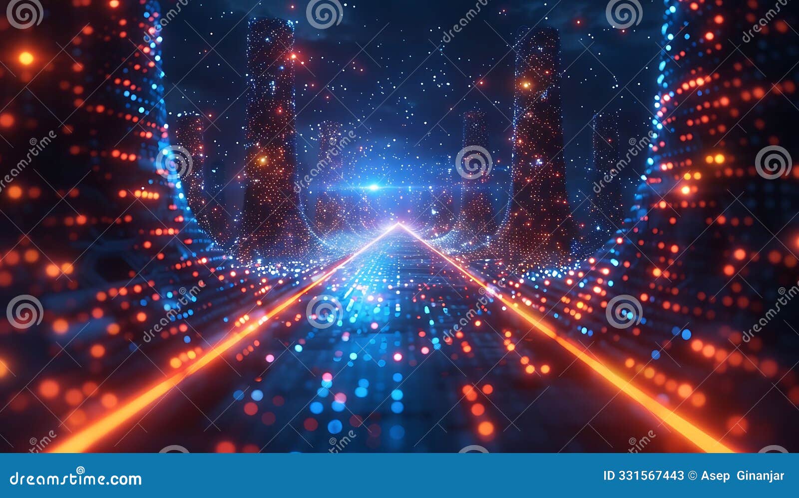 Fiber Optic Cables Glowing with Data Transfer Stock Illustration ...