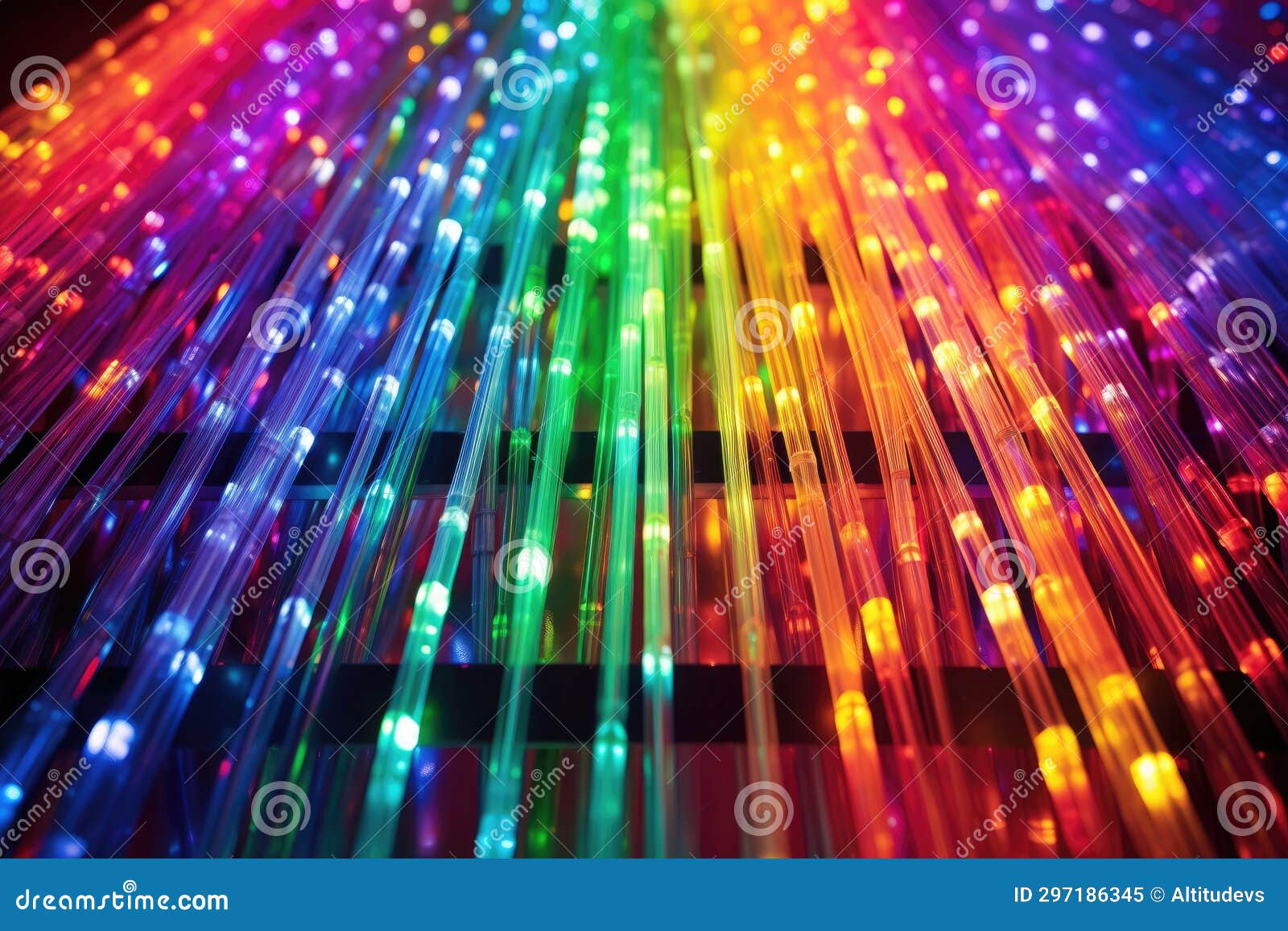 Fiber Optic Cables with Multicolored Lights Emitting Stock Image ...